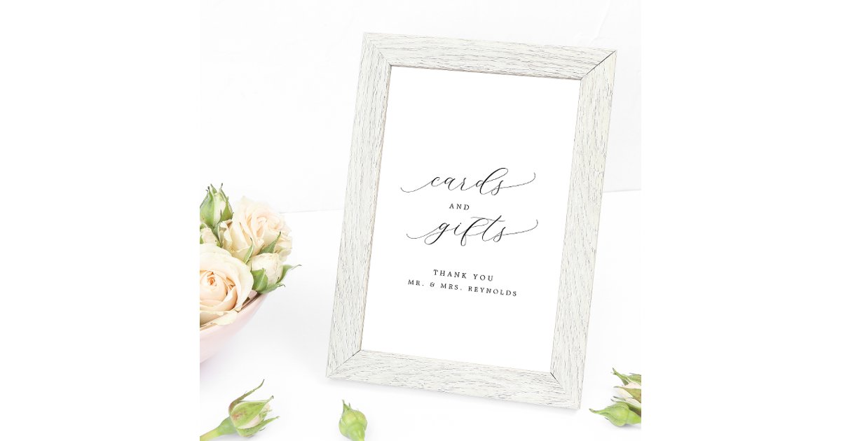 Minimalist Script Cards & Gifts Printable Wedding Poster | Zazzle