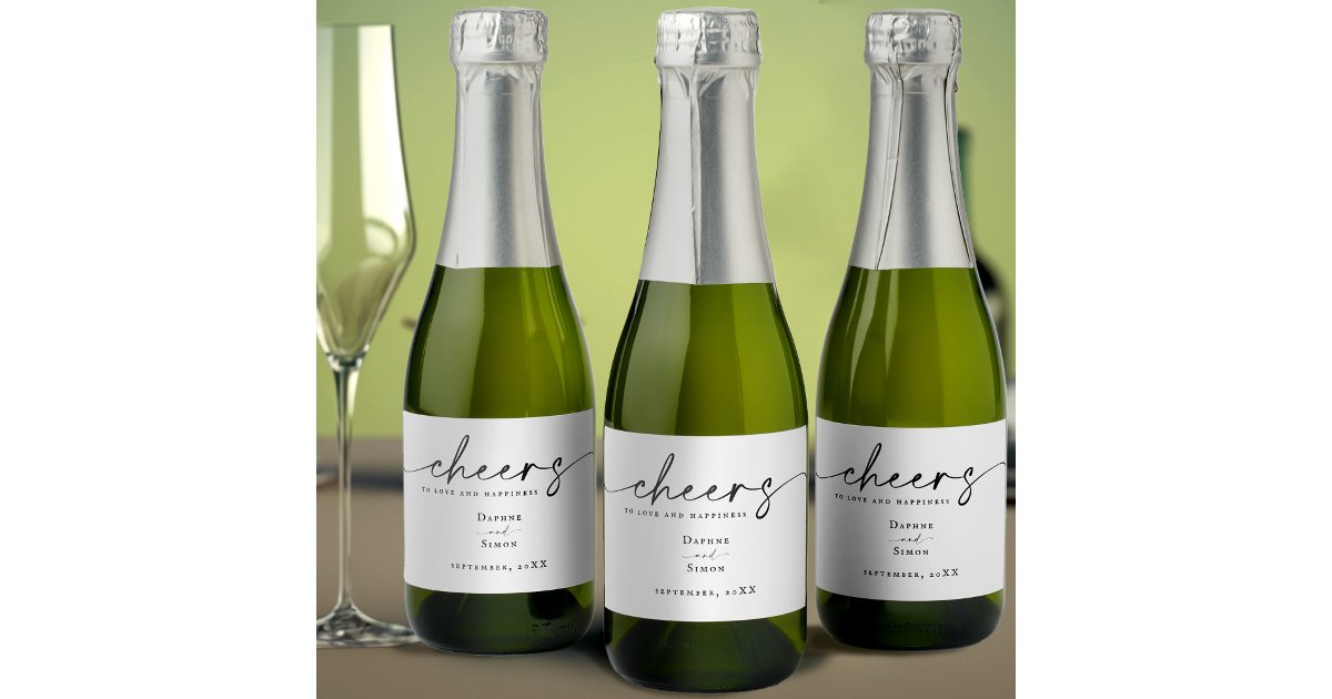 Minimalist Script ELLE Mini Sparkling Wine Label | Zazzle