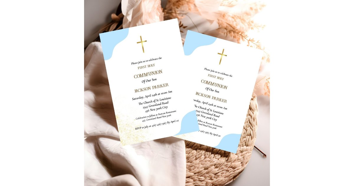 Minimalist script first holy communion invitation | Zazzle