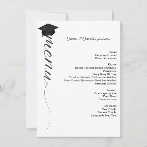 Minimalist script Graduation party dinner menu Invitation | Zazzle