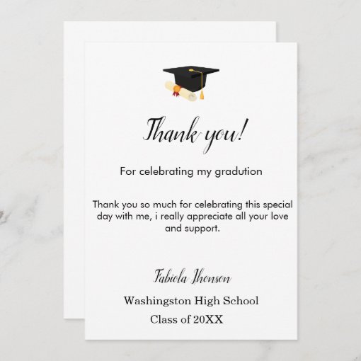 Minimalist Script graduation thank you message | Zazzle
