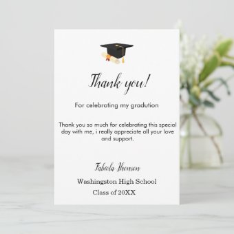 Minimalist Script graduation thank you message | Zazzle