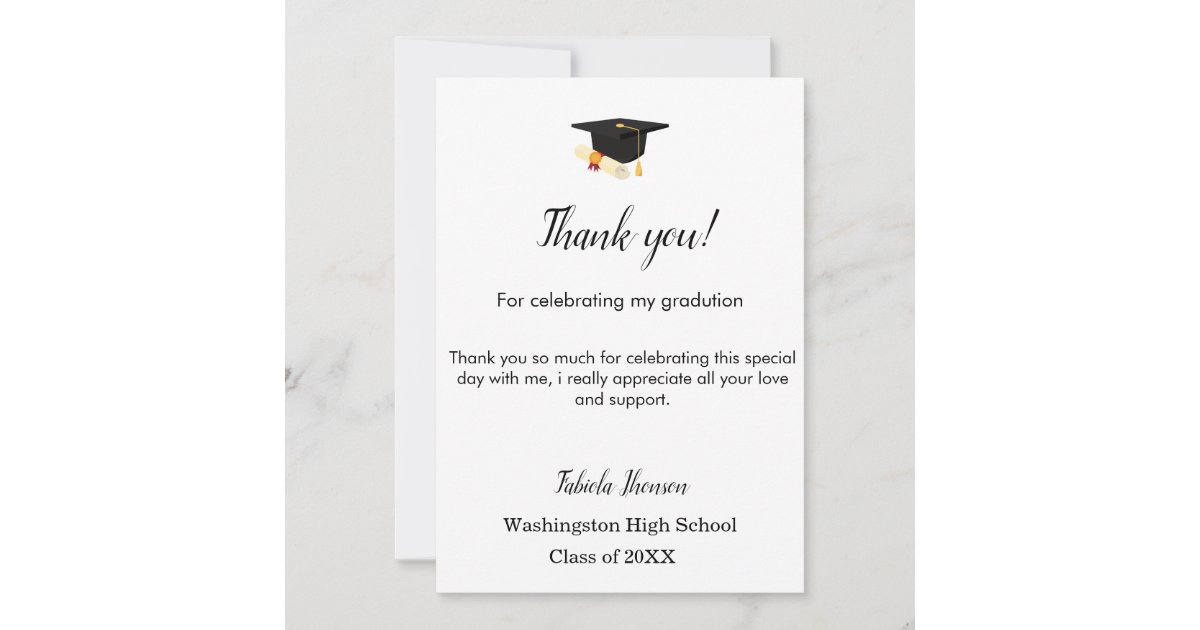 Minimalist Script graduation thank you message | Zazzle
