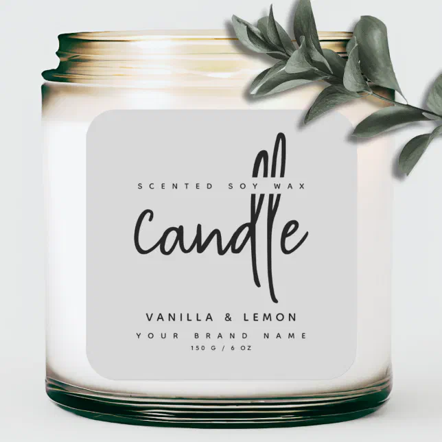 Minimalist script gray product label sticker | Zazzle