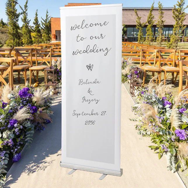 Minimalist Script Hand Written Typography Wedding Retractable Banner ...