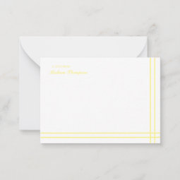 Minimalist Script Light Yellow Double Border Note Card | Zazzle