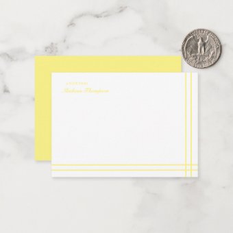 Minimalist Script Light Yellow Double Border Note Card | Zazzle