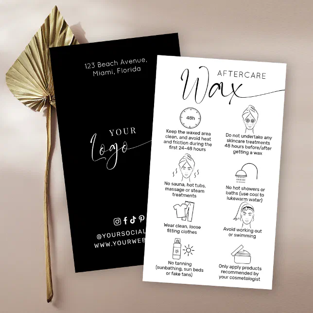 Minimalist Script Logo Body Hair Wax Aftercare Business Card | Zazzle