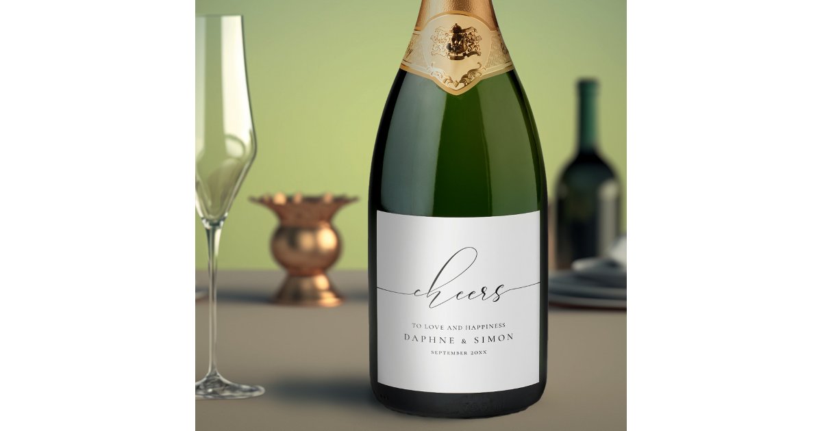 Minimalist Script Modern Sparkling Wine Label | Zazzle