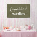 Minimalist Script Moss Green Custom Congratulation Banner | Zazzle
