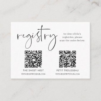 Minimalist Script Multiple Gift Registry Enclosure Card | Zazzle
