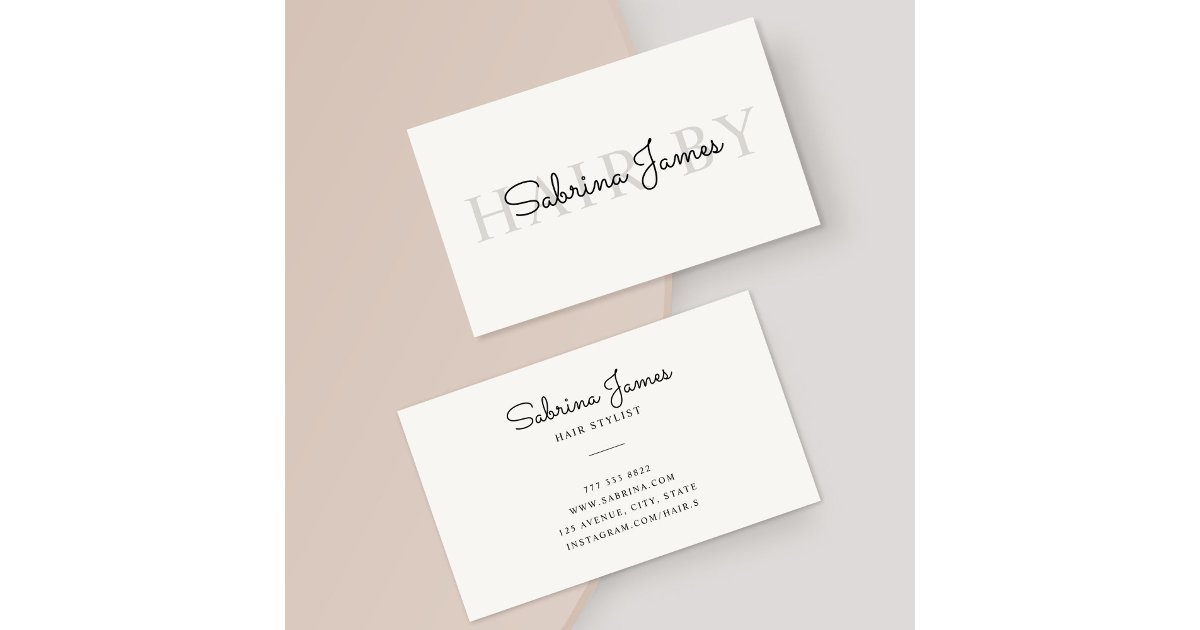 Minimalist Script Name Hair Stylist Business Card | Zazzle