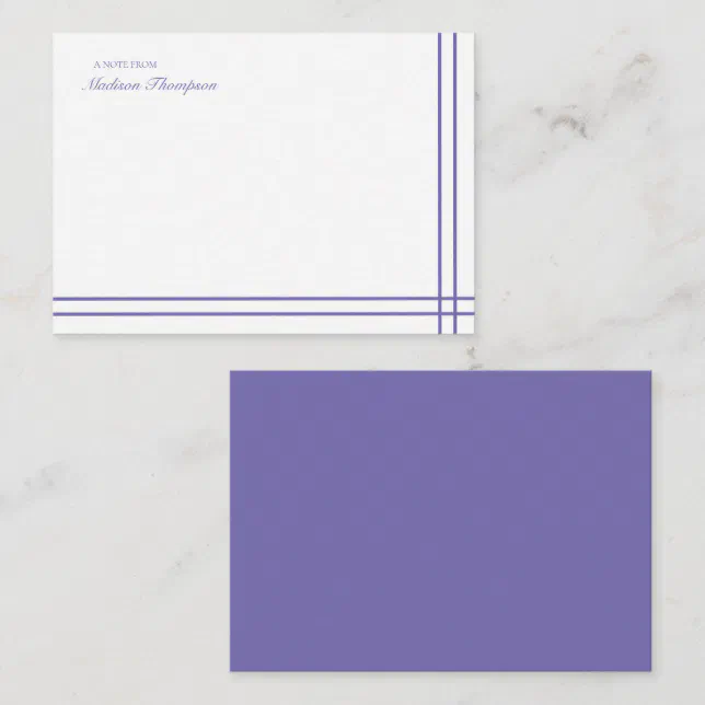 Minimalist Script Periwinkle Double Border Note Card | Zazzle
