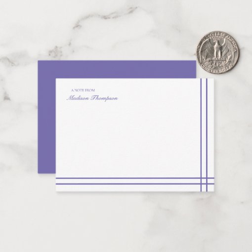 Minimalist Script Periwinkle Double Border Note Card | Zazzle