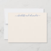 Minimalist Script Personalized Couples Ecru Blue Note Card | Zazzle