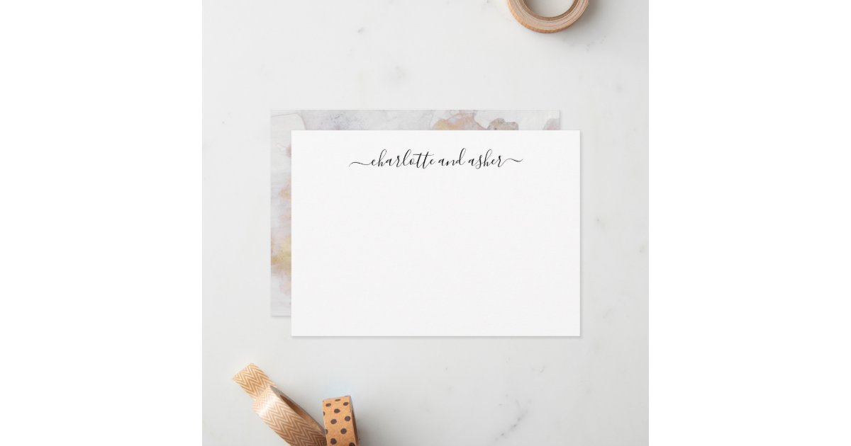 Minimalist Script Personalized Couples Note Card | Zazzle