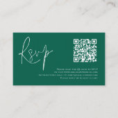 Minimalist Script QR Code Wedding Emerald RSVP Enclosure Card | Zazzle