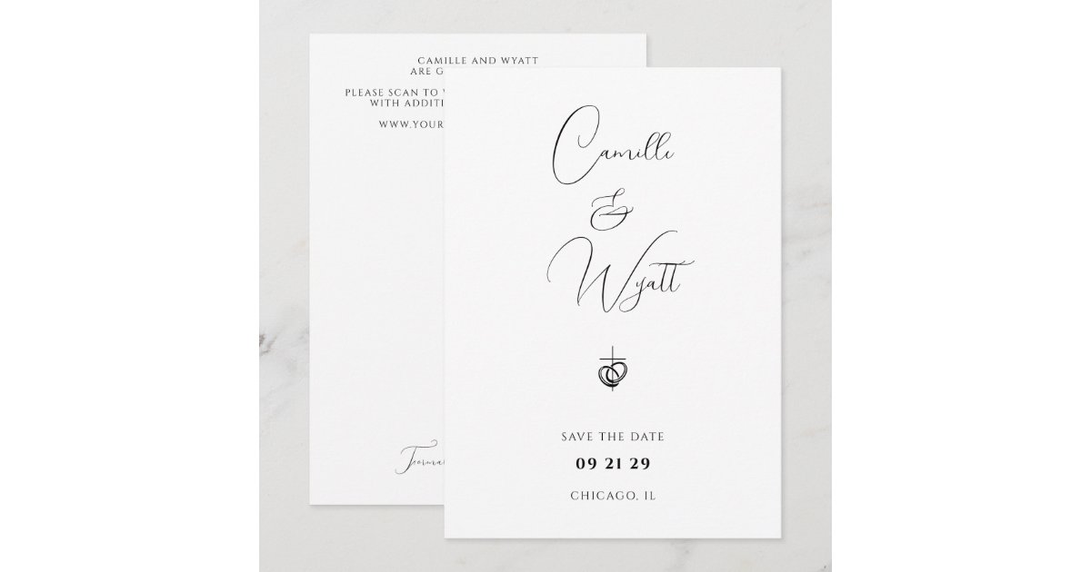 Minimalist Script Religious Cross Rings QR Code Invitation | Zazzle