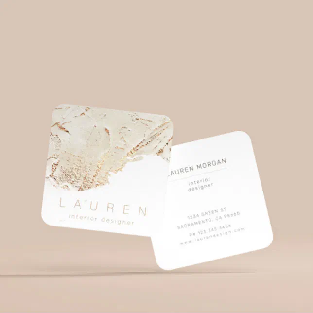 minimalist script textured gold Business Card | Zazzle