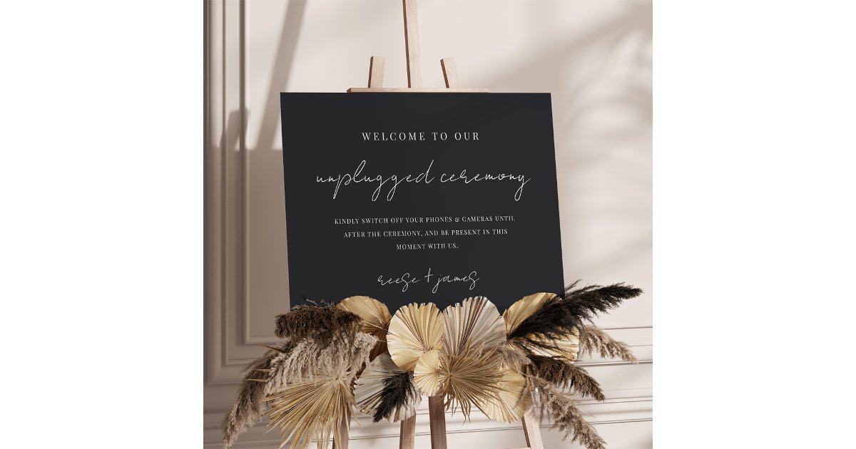 Minimalist Script Unplugged Wedding Ceremony Sign | Zazzle