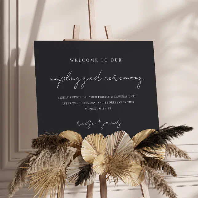 Minimalist Script Unplugged Wedding Ceremony Sign | Zazzle