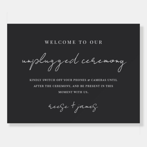 Minimalist Script Unplugged Wedding Ceremony Sign | Zazzle