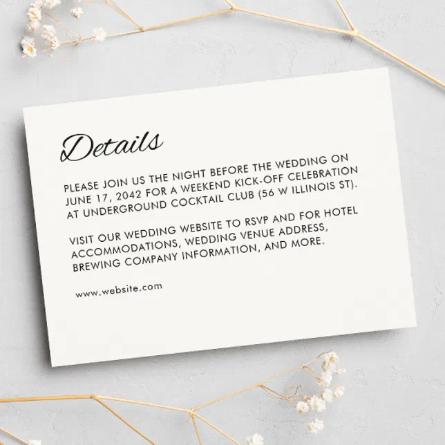 Minimalist Script Wedding Enclosure Card | Zazzle