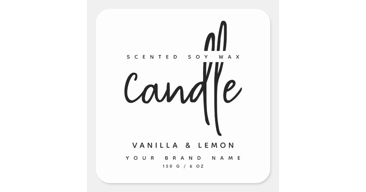 Minimalist script white product label sticker | Zazzle