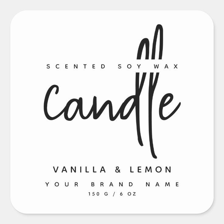 Minimalist script white product label sticker | Zazzle