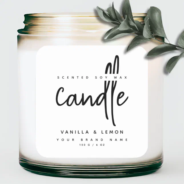 Minimalist script white product label sticker | Zazzle