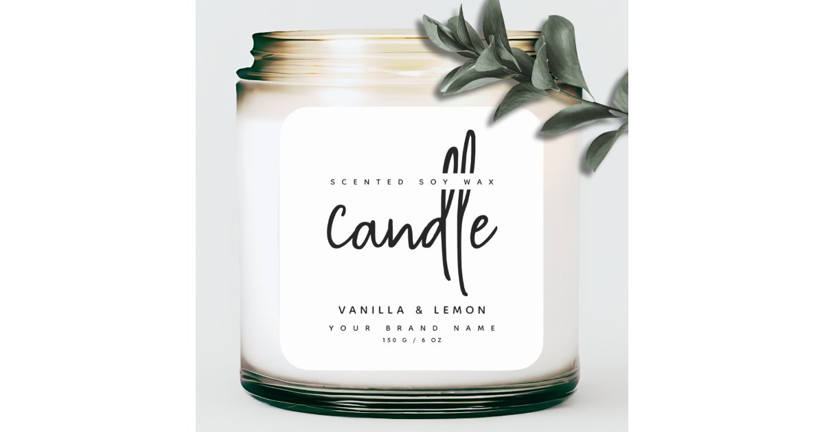 Minimalist script white product label sticker | Zazzle