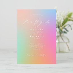 Minimalist Scripted Bright Ombre Rainbow Wedding Invitation | Zazzle