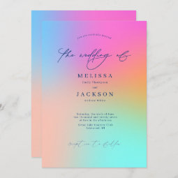 Minimalist scripted Ombre Wedding Invitation | Zazzle