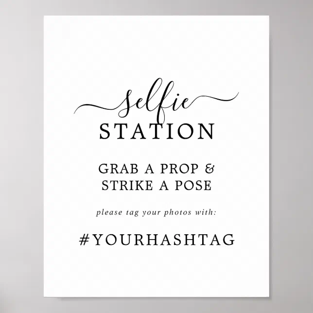 Minimalist Selfie Station Wedding Hashtag Sign | Zazzle