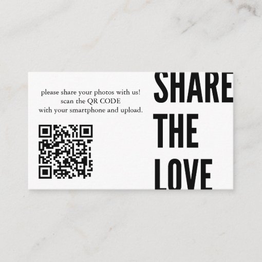 Minimalist Share The Love Qr Code | Sharing Photos Enclosure Card | Zazzle