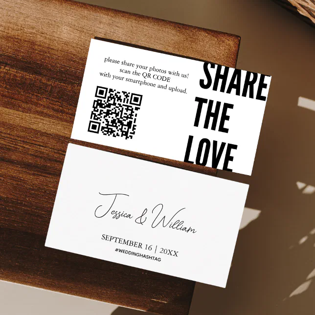 Minimalist Share The Love Qr Code | Sharing Photos Enclosure Card | Zazzle