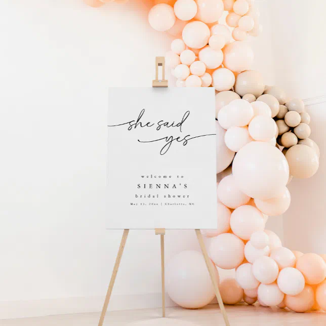 Minimalist She Said Yes Bridal Shower Welcome Sign | Zazzle