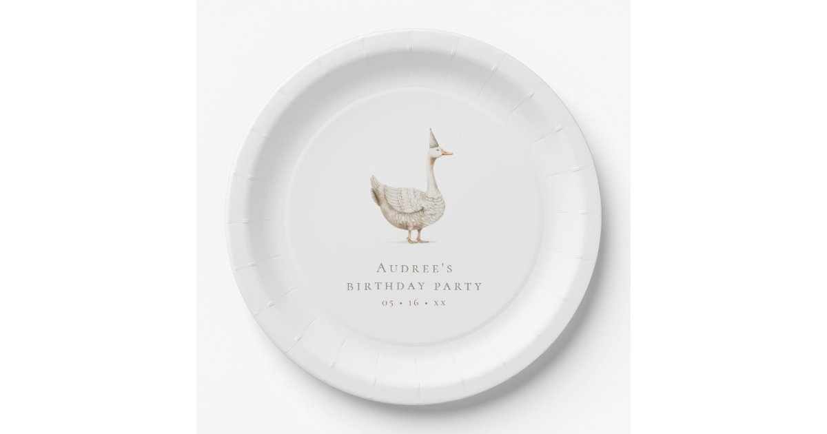 Minimalist Silly Goose Birthday Party Paper Plates | Zazzle