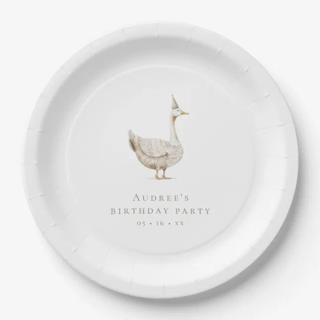 Minimalist Silly Goose Birthday Party Paper Plates | Zazzle