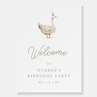 Minimalist Silly Goose Birthday Party Welcome Foam Board | Zazzle