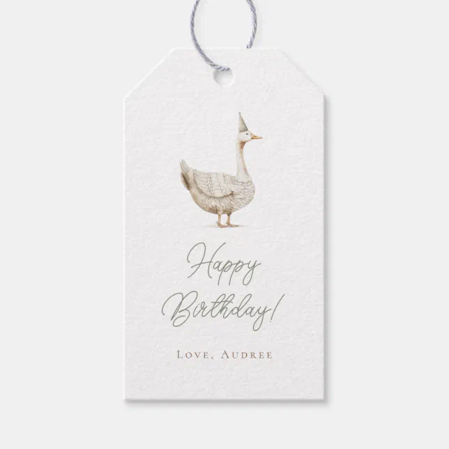 Minimalist Silly Goose Personalized Birthday Gift Tags | Zazzle