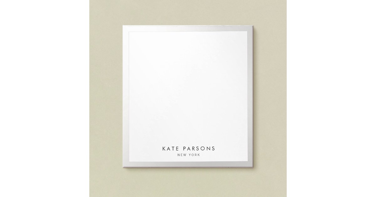 Minimalist Silver Border Notepad | Zazzle