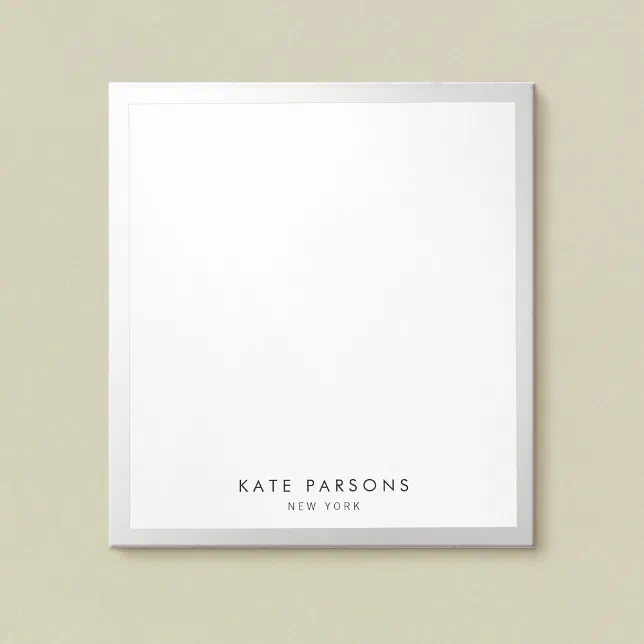 Minimalist Silver Border Notepad | Zazzle