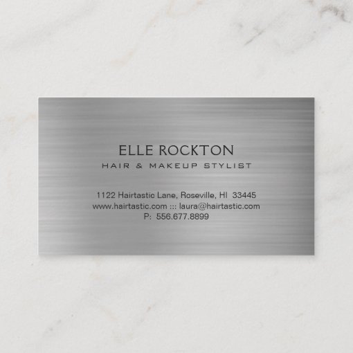 Minimalist Silver Metal Business Card | Zazzle