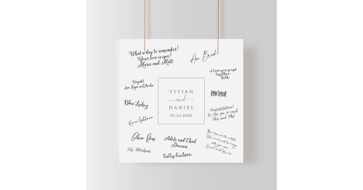 Minimalist Silver Wedding Guest Signing Poster | Zazzle