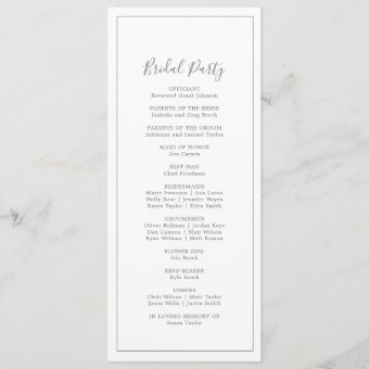 Minimalist Silver Wedding Program | Zazzle