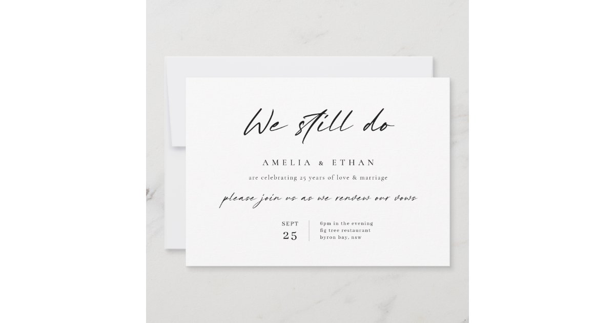 Minimalist simple 25th wedding anniversary invitation | Zazzle
