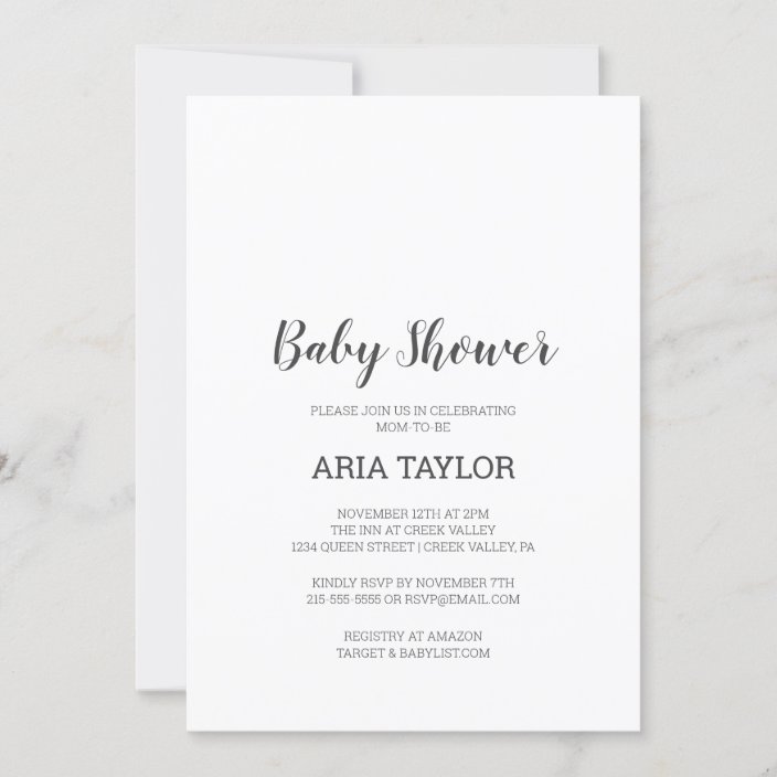 Minimalist Simple Baby Shower Invitation | Zazzle.com
