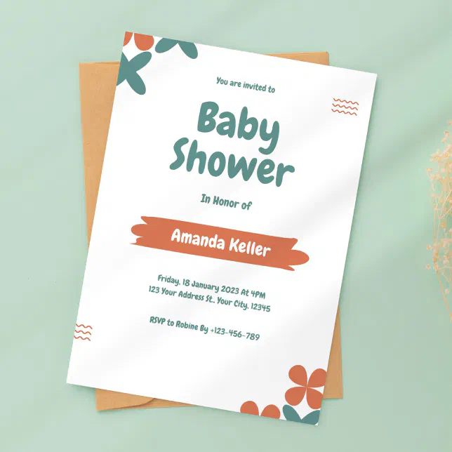 Minimalist Simple Baby Shower Invitation | Zazzle