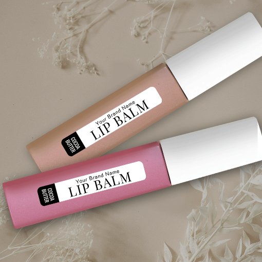 Minimalist Simple Black & White Lipstick Lip Balm Labels | Zazzle